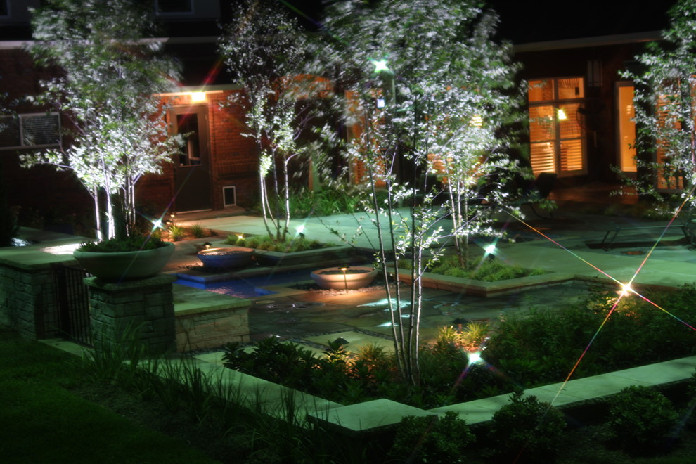 Courtyard SPool lighting - Modern - Pool - Dallas - by Marlin Landscape ...
