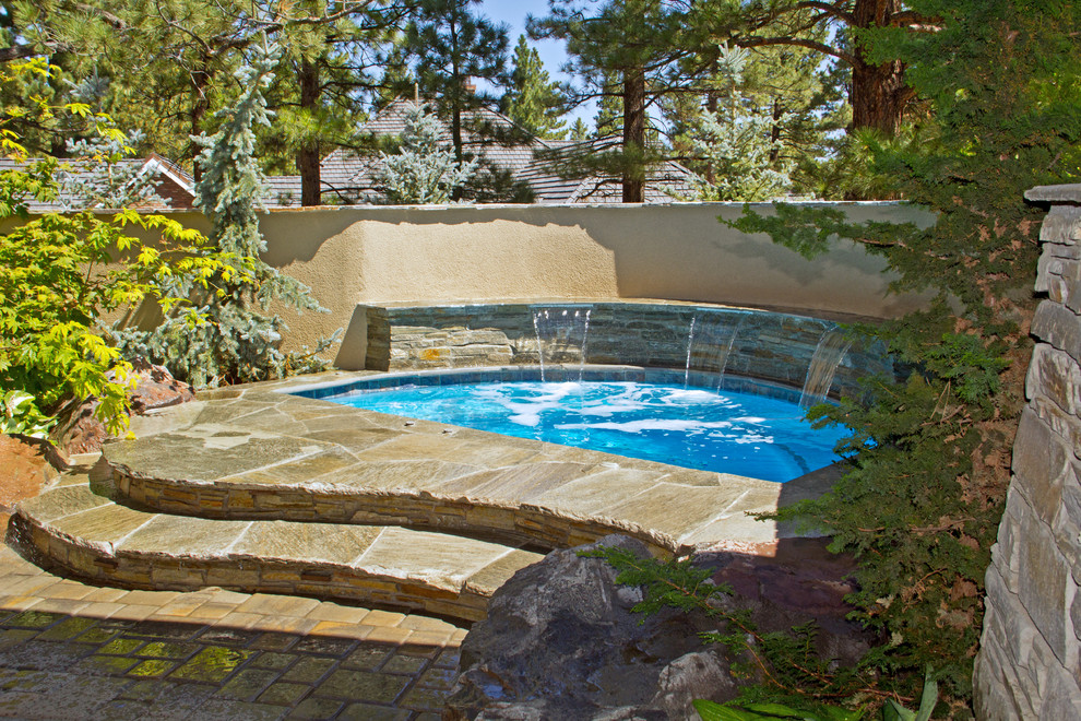 Crescent spa with waterfalls - Traditional - Pool - Other - by Robert ...