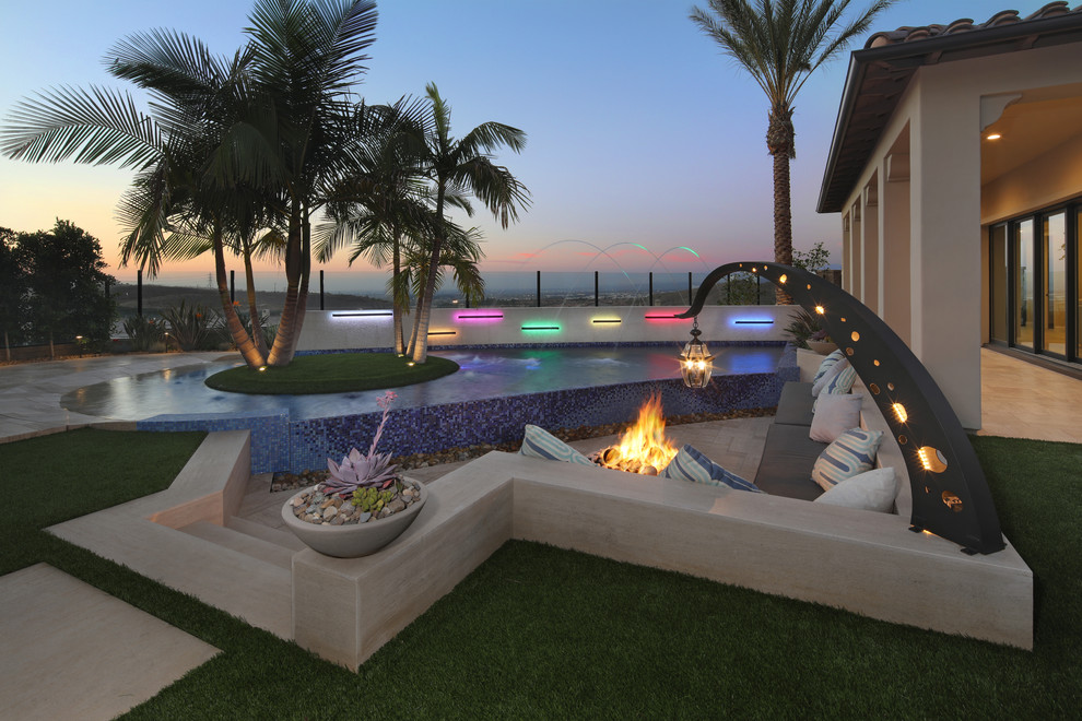 Custom Fireplace, Pool, & Lighting - Modern - Pool - Orange County - by ...