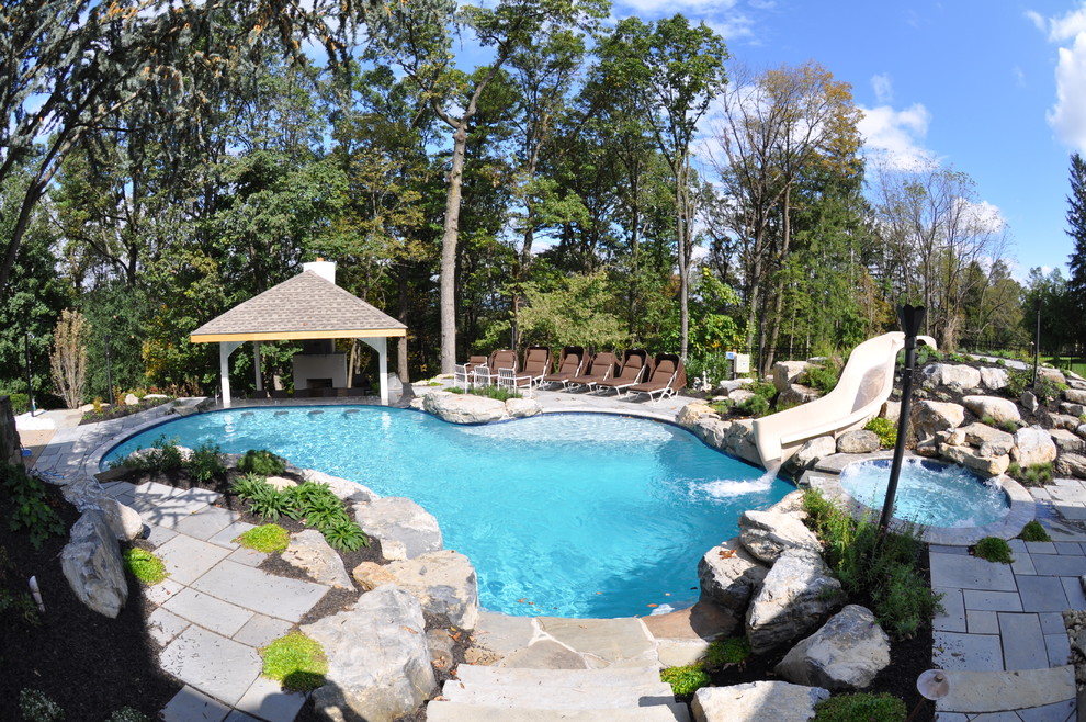 Custom Free Form Pool with Swim Up Bar - Traditional - Pool ...