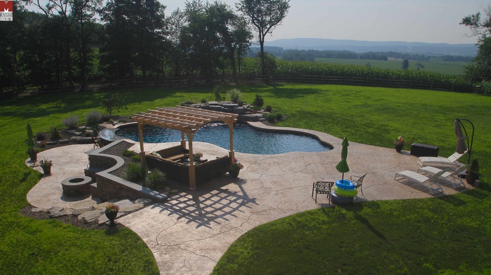 Custom Freeform style in ground salt water pool with Waterfall and ...