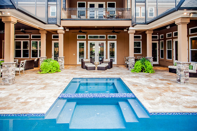 Custom Home Exteriors - Mediterranean - Swimming Pool & Hot Tub ...