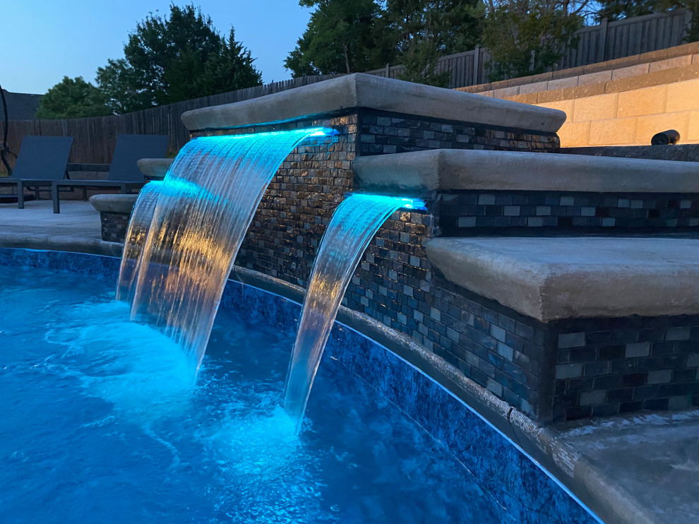 Custom Lagoon shaped polymer vinyl liner pool with Multi-level ...