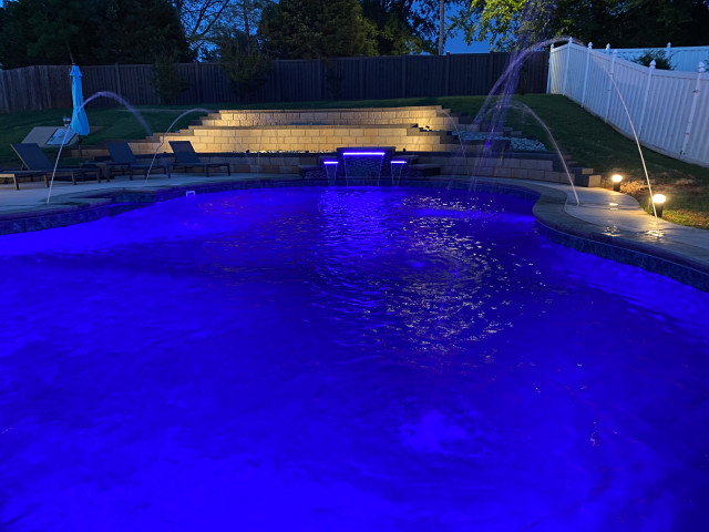 Custom Lagoon shaped polymer vinyl liner pool with Multi-level ...