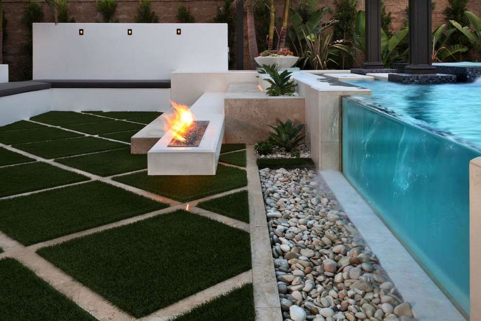 Custom Pool & Fireplace - Modern - Pool - Orange County - by Foxterra ...