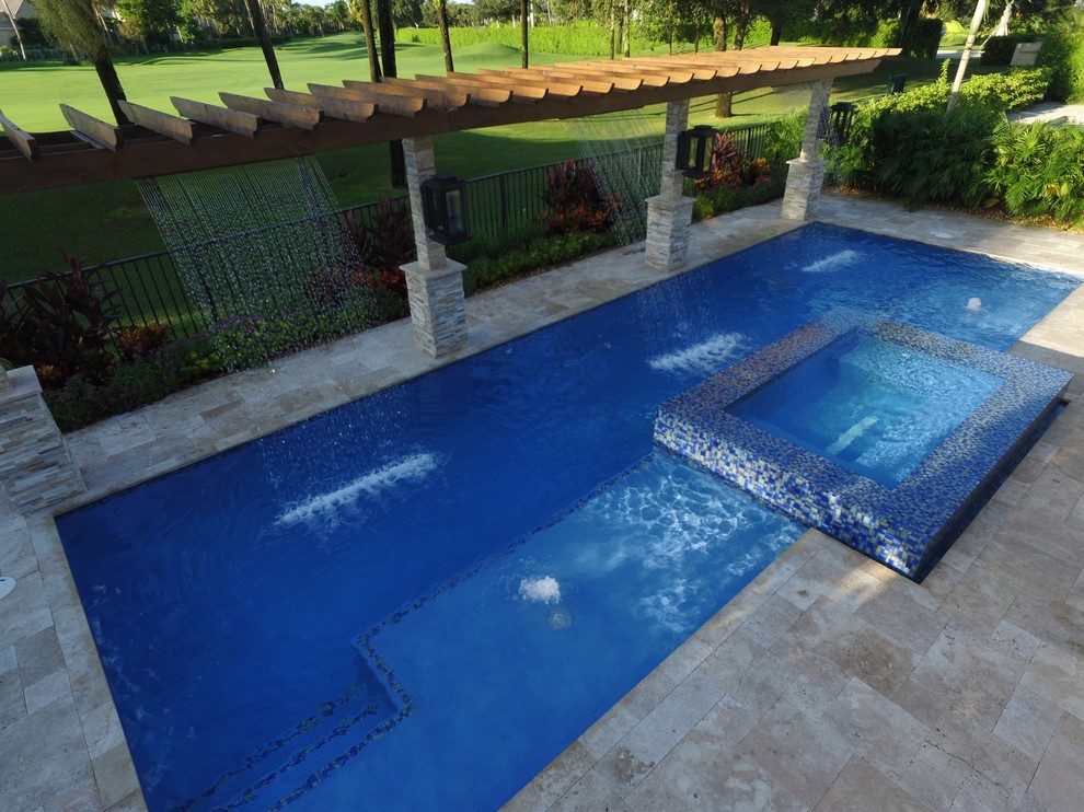Custom Pool & Spa with Pergola in Boca Raton, Florida - Modern - Pool ...