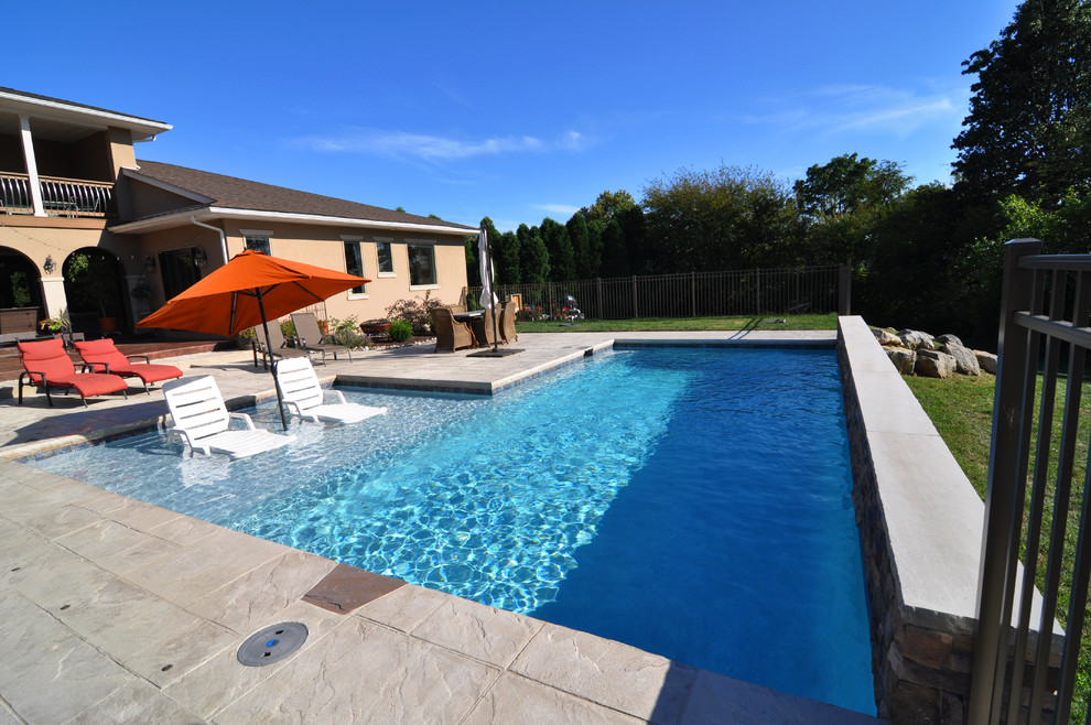 Custom Pool Design with Raised Stone Bond Beam - Contemporary - Pool ...