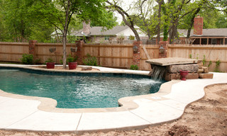 Custom Pool with Combination Rock Waterfall/Jump Boulder - Rustic ...