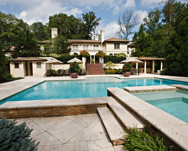 Custom Pools with Lush Landscaping - Traditional - Swimming Pool & Hot ...