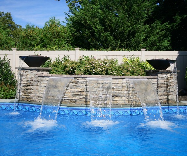 Custom swimming pool with water feature - Transitional - Swimming Pool ...