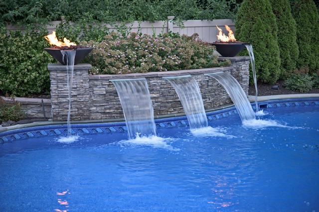 Custom swimming pool with water feature - Transitional - Swimming Pool ...