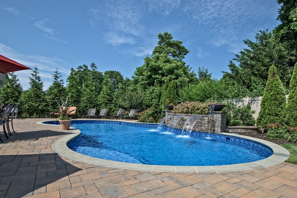 Custom swimming pool with water feature - Transitional - Pool - New ...