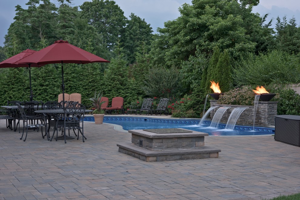Custom swimming pool with water feature - Transitional - Swimming Pool ...