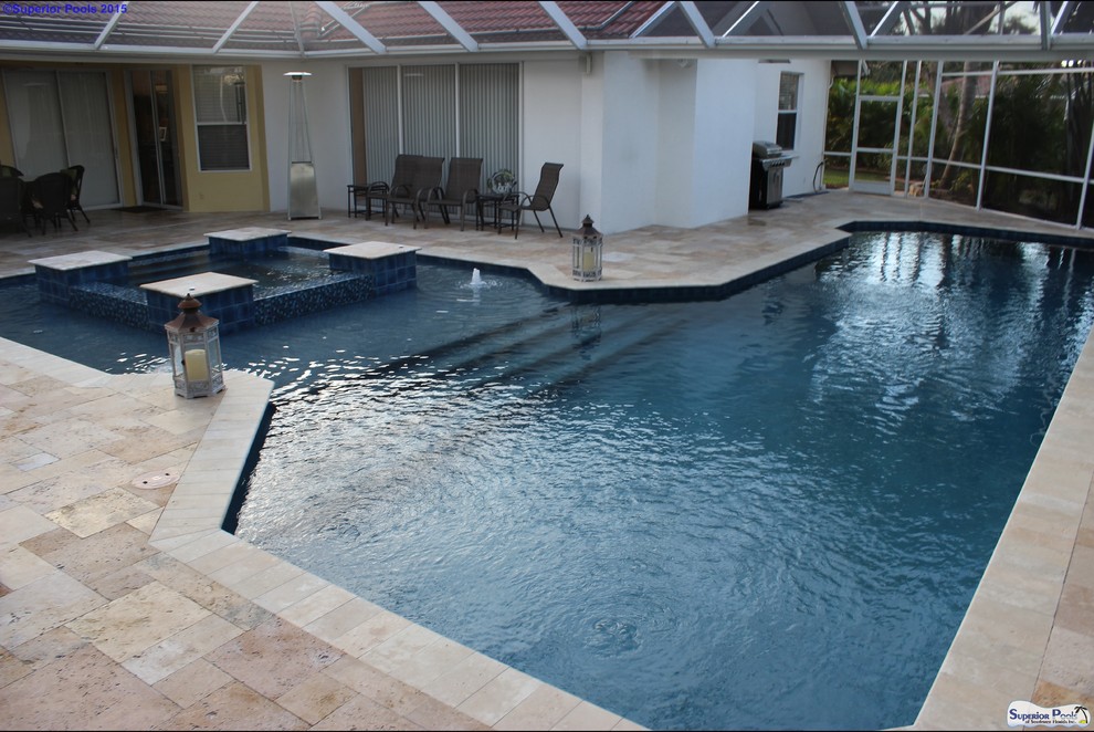 Custom Swimming Pools Travertine - Pool - Miami - by Superior Pools | Houzz