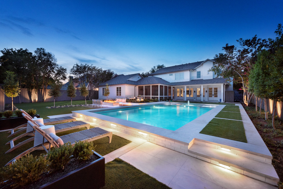 Dallas Inwood Estates Transitional Modern Swimming Pool + Courtyard ...