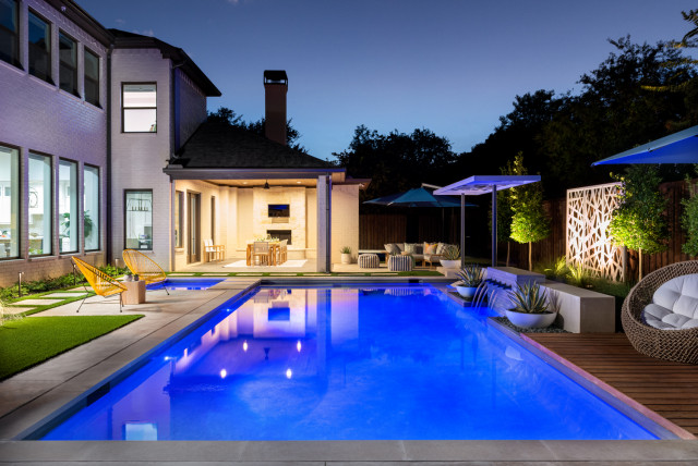 Dallas Linear Pool with Modern Panels - Modern - Swimming Pool & Hot ...