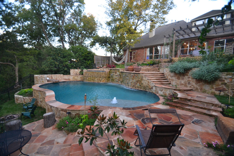 Dallas Steep Hillside Pool & Spa - Rustic - Pool - Dallas - by Mike ...
