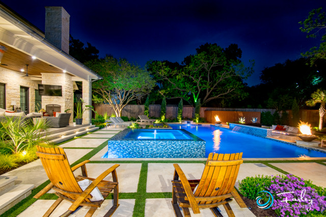Dallas Transitional Pool, Spa and Fire Staycation - Transitional ...