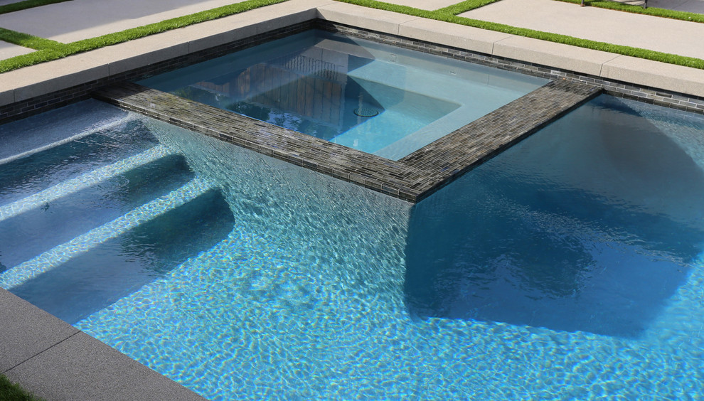 Dark Tiled Zero Edge Spa for Ultra Sleek Design - Contemporary - Pool ...
