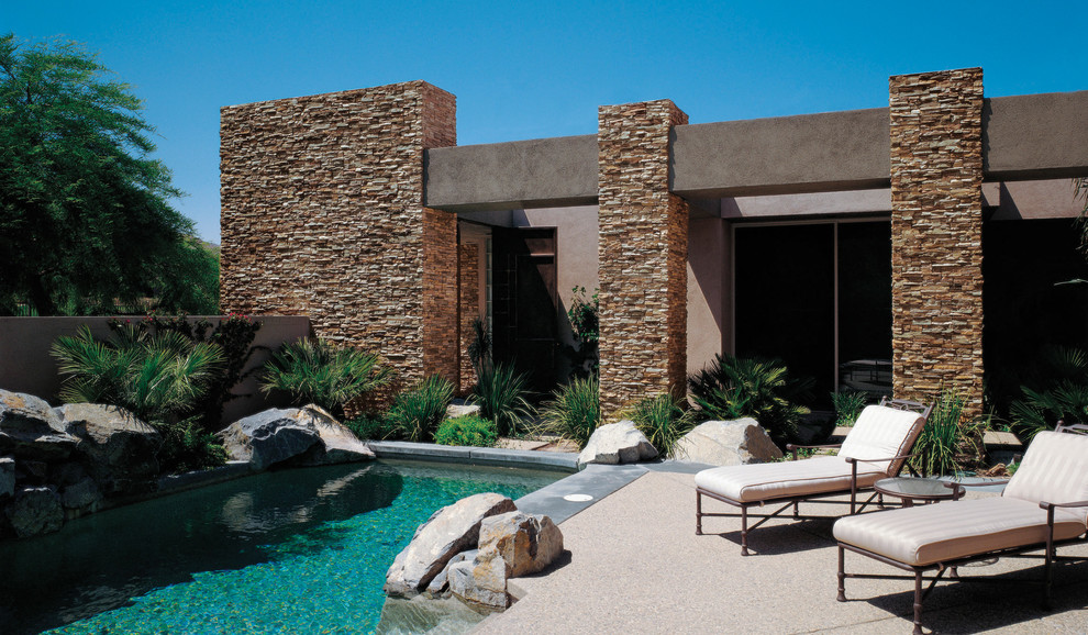 Desert Pool With Stone Pillars - Southwestern - Pool - San Diego - by ...
