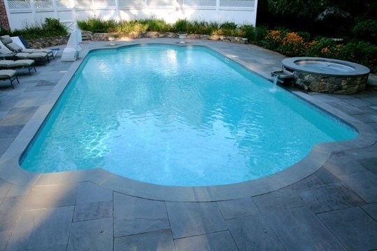 Double Roman Pool with Spillover hot tub - Pool - Boston - by Juliano's ...