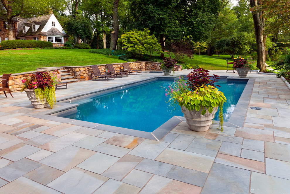 Dry-Laid Bluestone Pool Patio - Pool - Wilmington - by DiSabatino ...