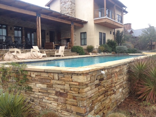 Dry Stack Ledge Stone Pool - Rustic - Pool - Dallas - by Stone Quarries ...