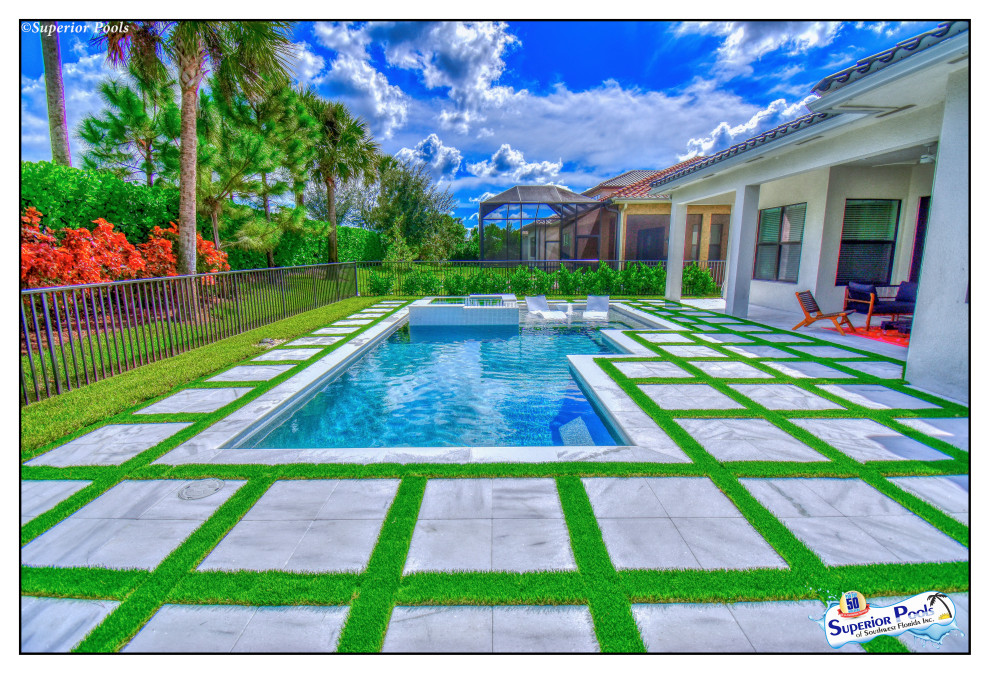 (Dunn) NAPLES, FL Superior Pools Custom Turf & Travertine Deck Pool ...