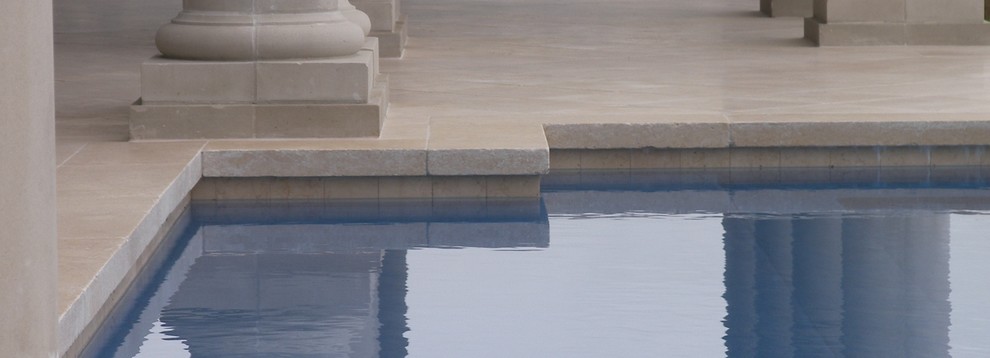 Egyptian Limestone Deck Coping and Waterline - Traditional - Pool ...