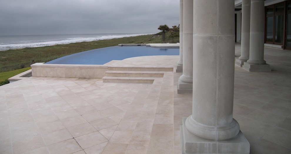 Egyptian Limestone Deck Coping and Waterline - Traditional - Pool ...