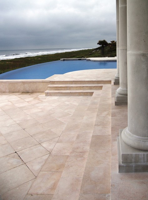 Egyptian Limestone Deck Coping and Waterline - Traditional - Pool ...