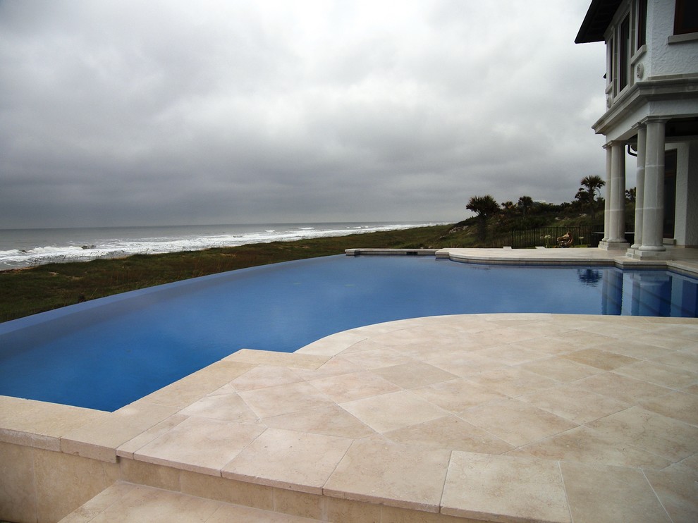 Egyptian Limestone Deck Coping and Waterline - Traditional - Pool ...