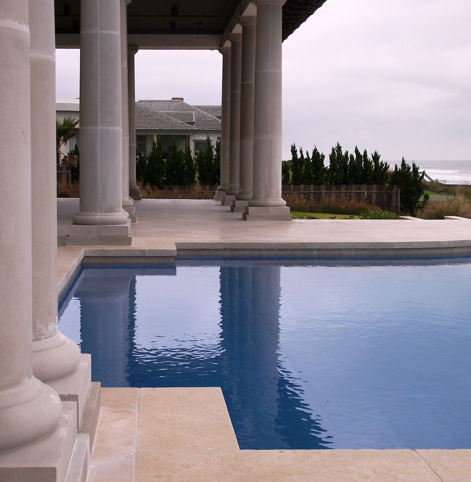 Egyptian Limestone Deck Coping and Waterline - Traditional - Pool ...