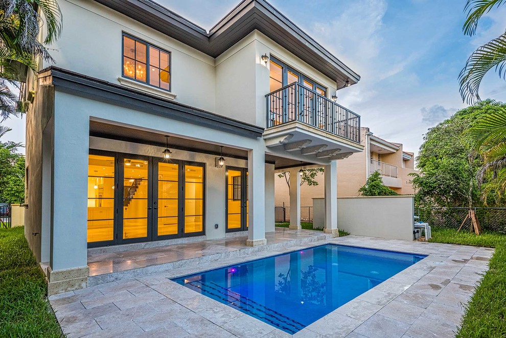 El Rado - Patio & Pool (rear elevation). - Contemporary - Pool - Miami ...