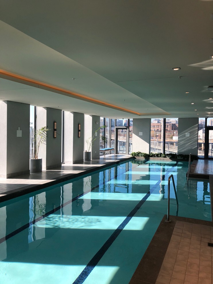 Elevated Indoor Pool Renovation - Contemporary - Pool - Philadelphia ...