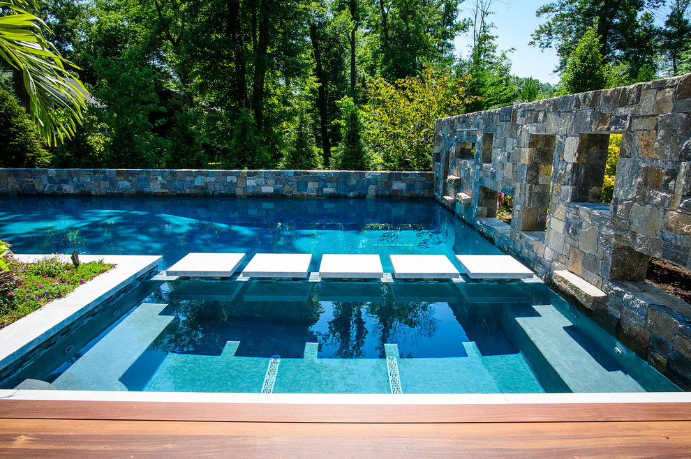 Exotic and Modern Backyard Space - Rustic - Swimming Pool & Hot Tub ...