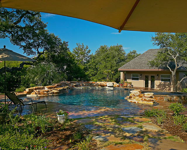Fair Oaks Ranch, Texas Natural Pool, Spa, Pool House and Pool Deck ...