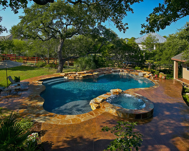 Fair Oaks Ranch, Texas Natural Pool, Spa, Pool House and Pool Deck ...