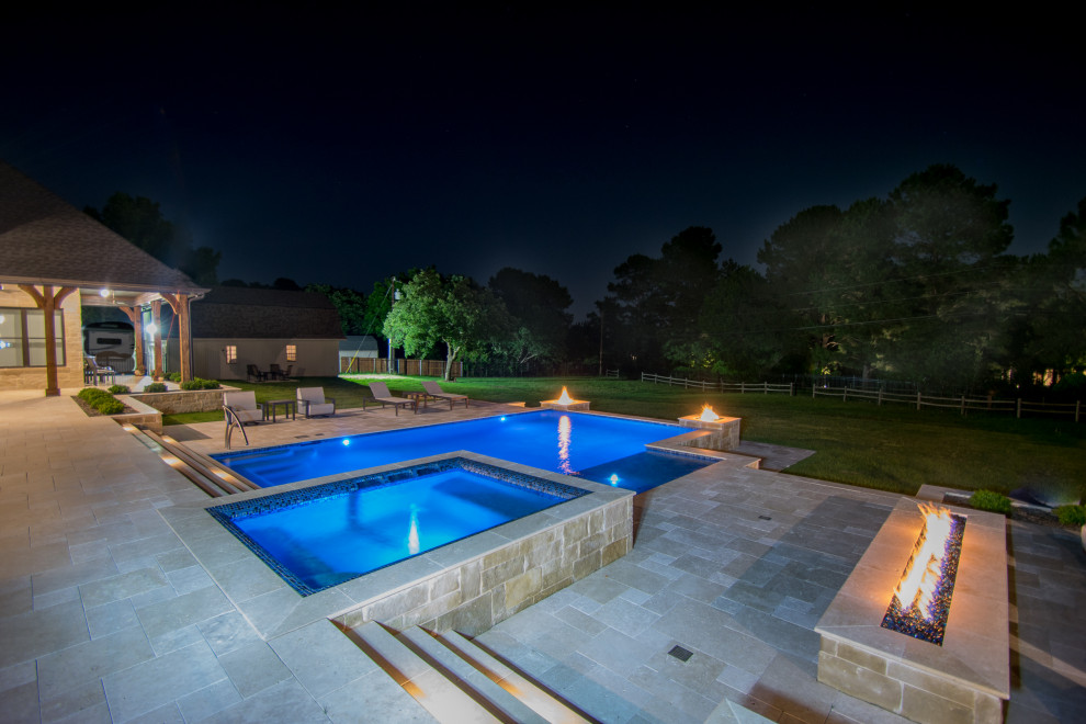 Fiery Hillside Pool Project in Southlake, TX - Farmhouse - Pool ...
