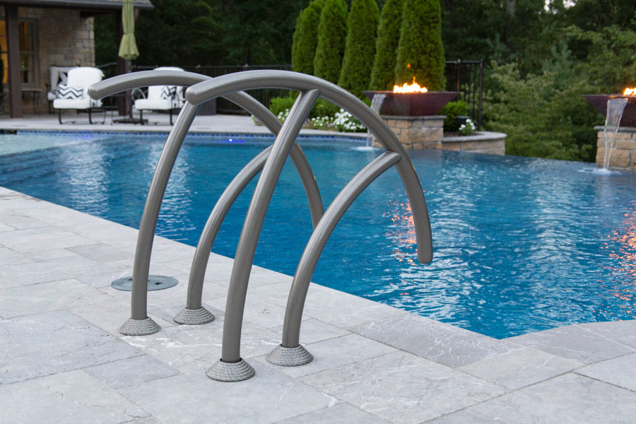 fire & water w/ infinity edge custom gunite pool - Trendy - Pool ...