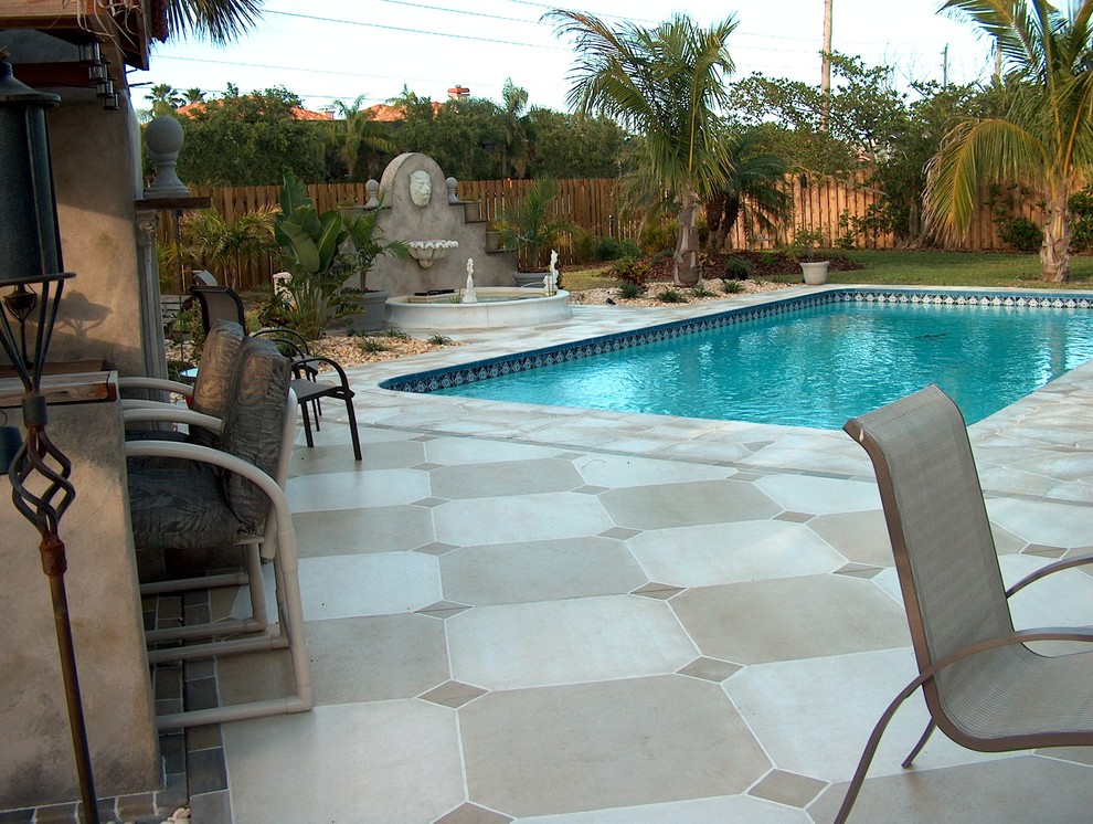 Flagstone and tile pool deck - Mediterranean - Pool - Orlando - by ...