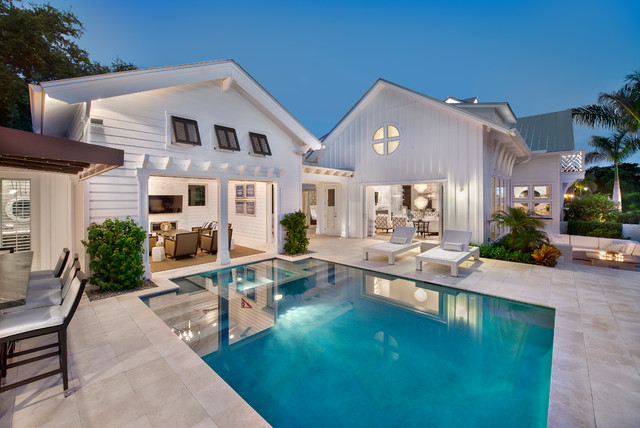 Florida Coastal Cottage Outdoor Living - Coastal - Swimming Pool & Hot ...