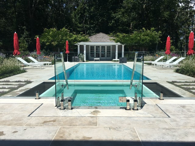 Frameless Glass Spa Fence - East Hampton NY 10 - Traditional - Pool ...