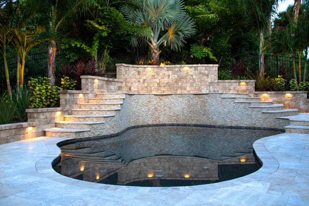 Free Form Pool with Double Staircase - Tropical - Pool - Orlando - by ...