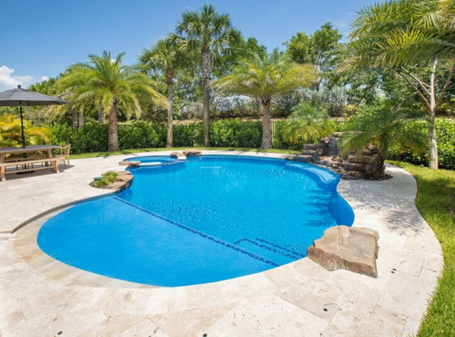 Freeform Custom Pool with Rock Waterfall in Parkland, Florida - Pool ...