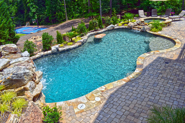 Tropical Freeform Pool Designs Freeform Pool With Negative Edge,