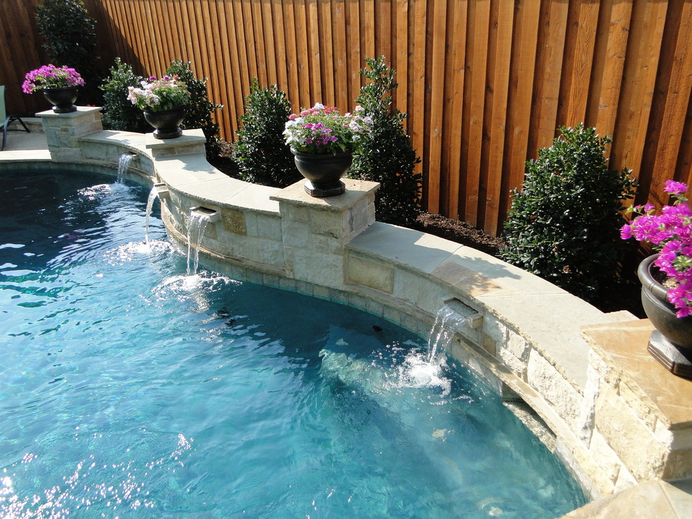 Freeform Pool, Arbor and Built in Grill with Limestone Bar - Pools ...