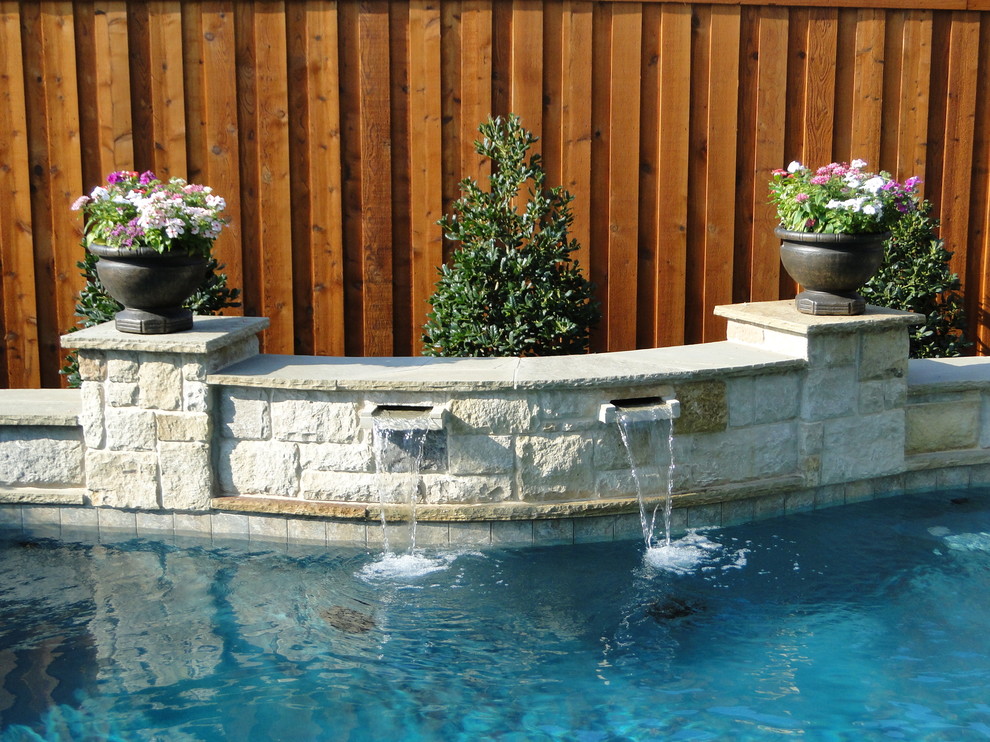Freeform Pool, Arbor and Built in Grill with Limestone Bar - Pool ...