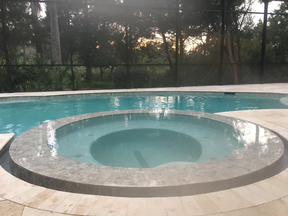 Freeform Pool with Champagne Spa - Contemporáneo - Piscina ...