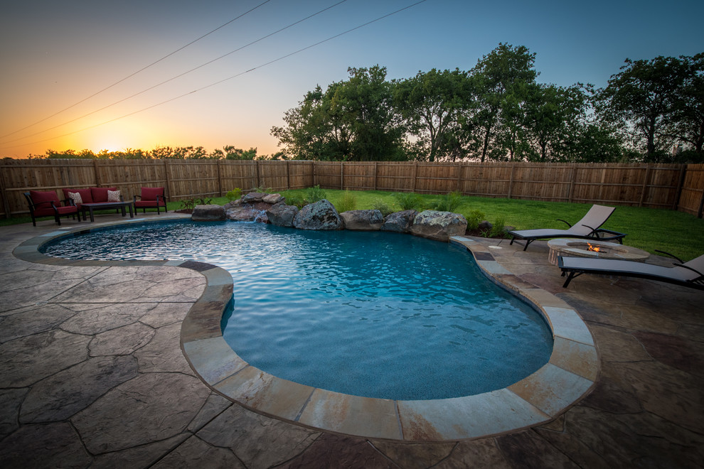 Freeform Pool with Massive Moss Rock Boulder Coping - Southwestern ...
